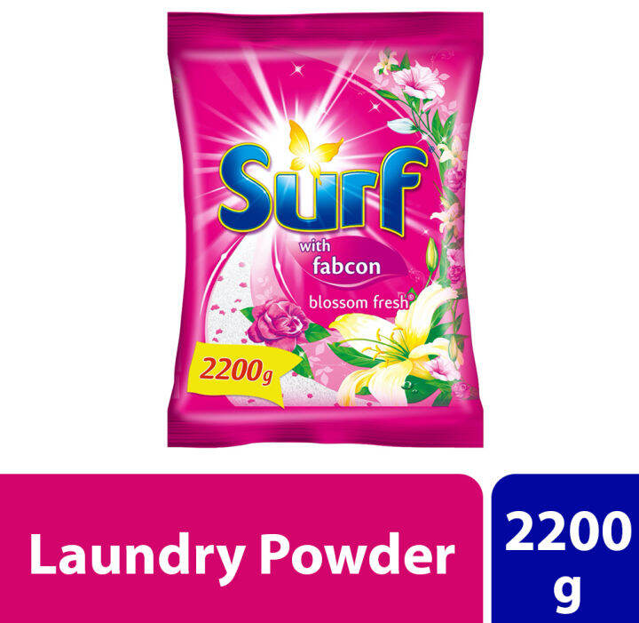 Surf Pink Detergent Powder Blossom Fresh Pouch with Fabcon 2.2kg ...