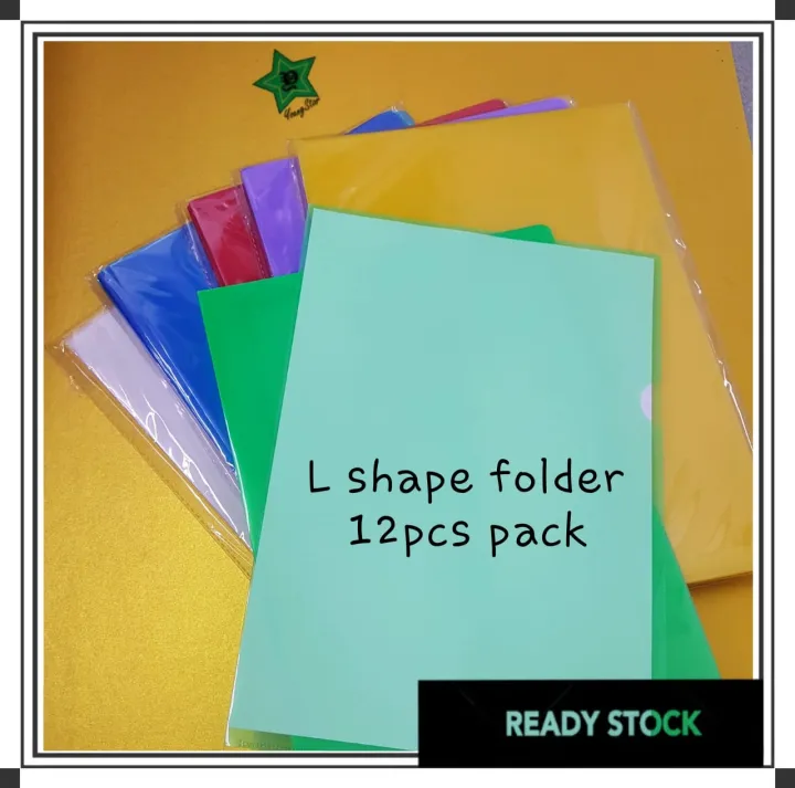 A4 Clear Folder PVC Document Holder L Shape 12pcs pack SEMI TRANSPARENCY COLOUR / L SHAPE FILE ...