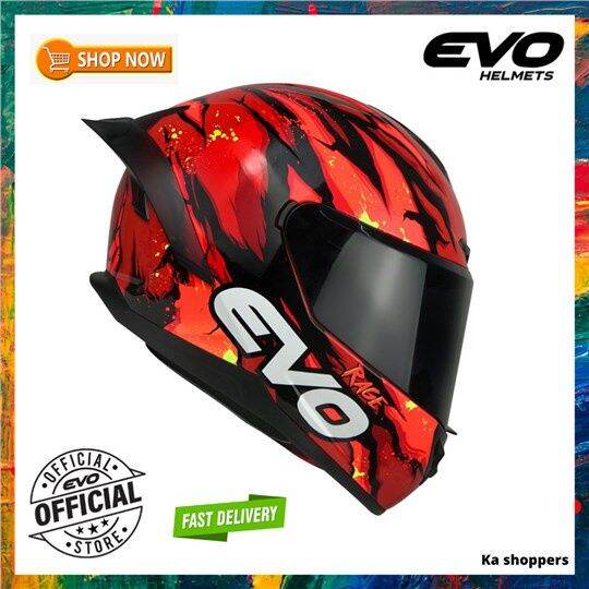 EVO SVX-02 Plain Full Face Dual Visor Helmet with Free Clear Lens ...