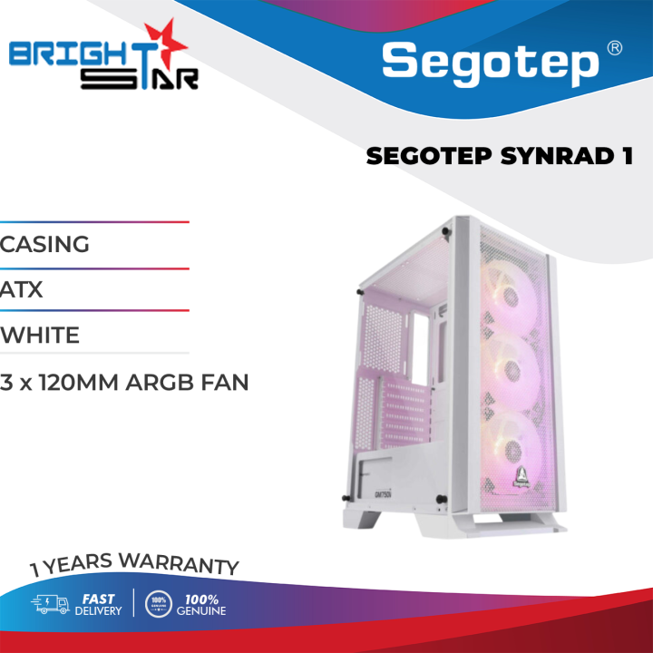 PC CASE / SEGOTEP SYNRAD 1 / WHITE / ATX / 3 x 120MM ARGB FAN / 1Y WARRANTY / | Lazada