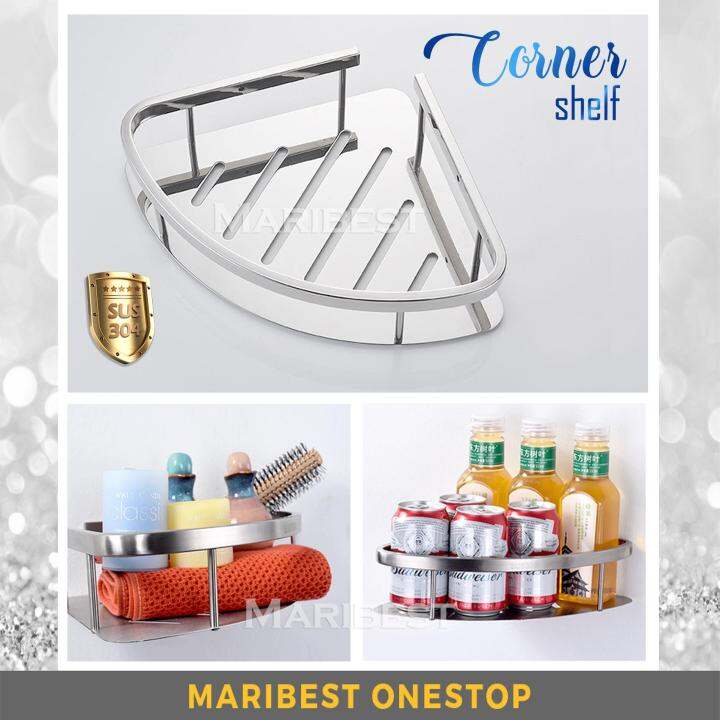 SUS 304 Stainless Steel Wall Mounted Bathroom & Kitchen Shelf Toilet ...