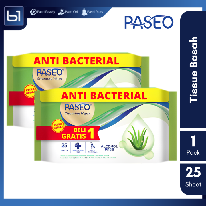 Paseo Tissue Basah Anti Bacterial 25 Sheet, Tissu Basah Paseo Anti ...