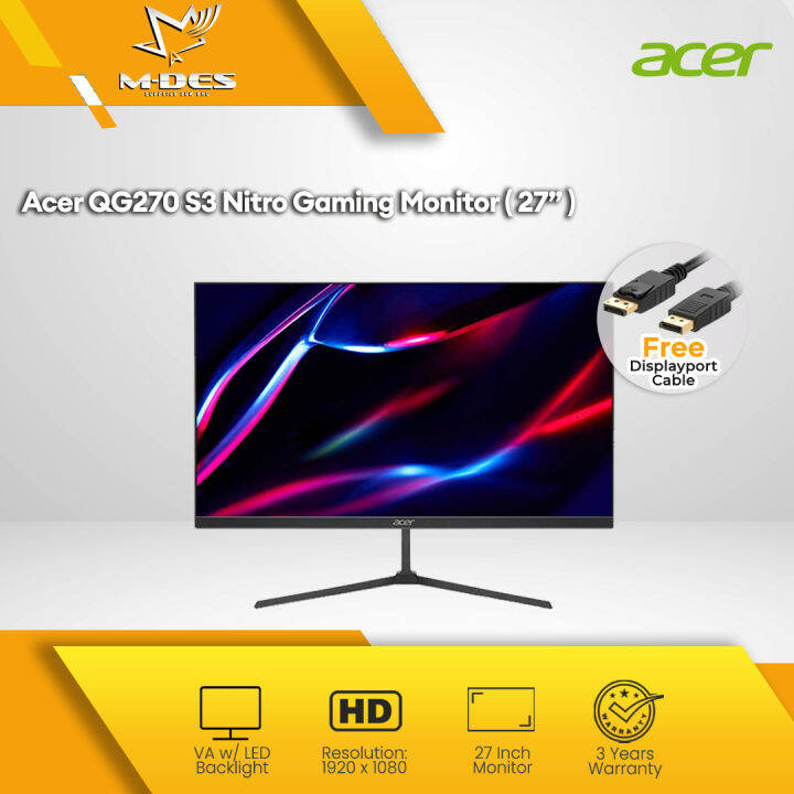 Acer Nitro QG270 S3 BIPX 27" FHD (1920 x 1080) 180Hz ,1ms ,VA Panel ...
