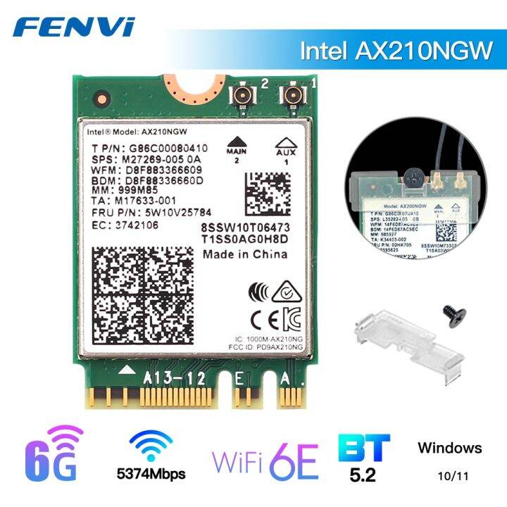 1 Tri Band Wi-Fi 6E AX210 M.2 NGFF 53740Mbps เครือข่ายไร้สายการ์ด Wifi ...
