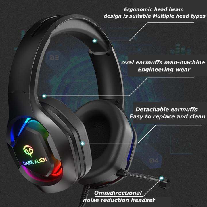Gaming Headset RGB Light No Noise 7.1 channel Wired Gaming headphones ...
