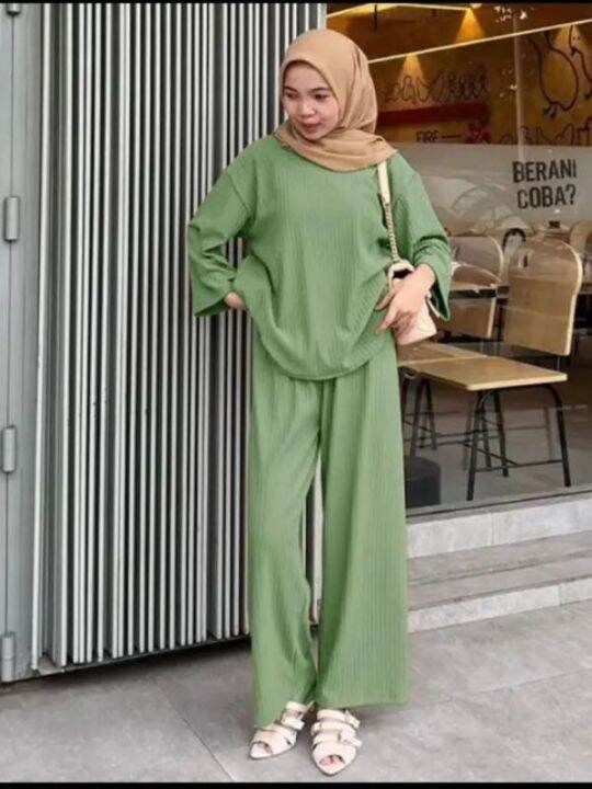 PROMO !!! Setelan Knit Wanita Terbaru 2023 Murah / Oneset Hornet Knit Viral / Set Baju Dan ...