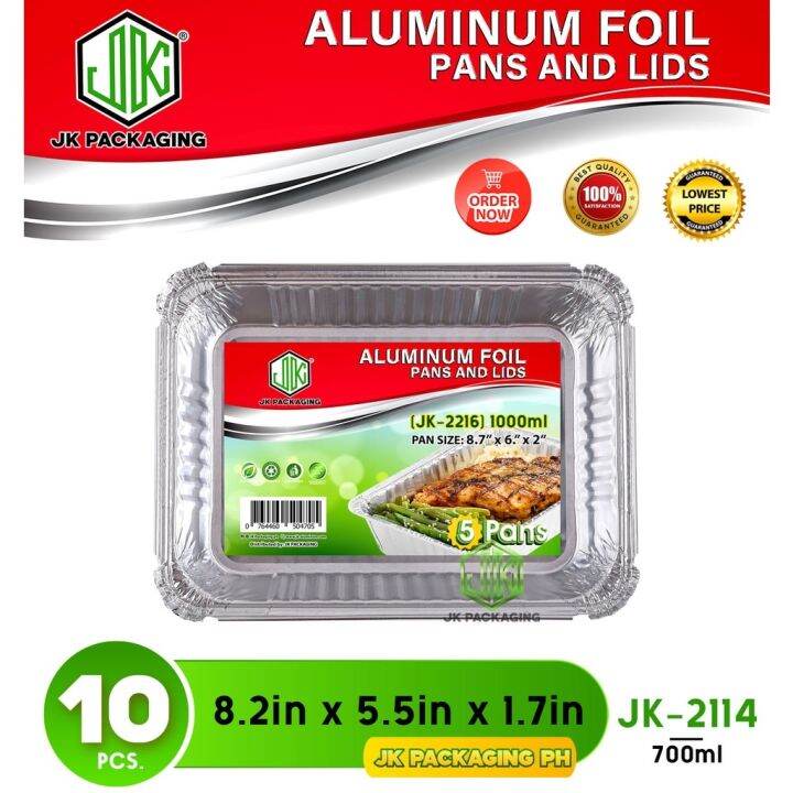 Ins recommend JK PACKAGING PH JK-2216 1000ml【 10 PCS.】 [ 8.7 x 6.1 x 2 ]Silver Aluminum Tray ...