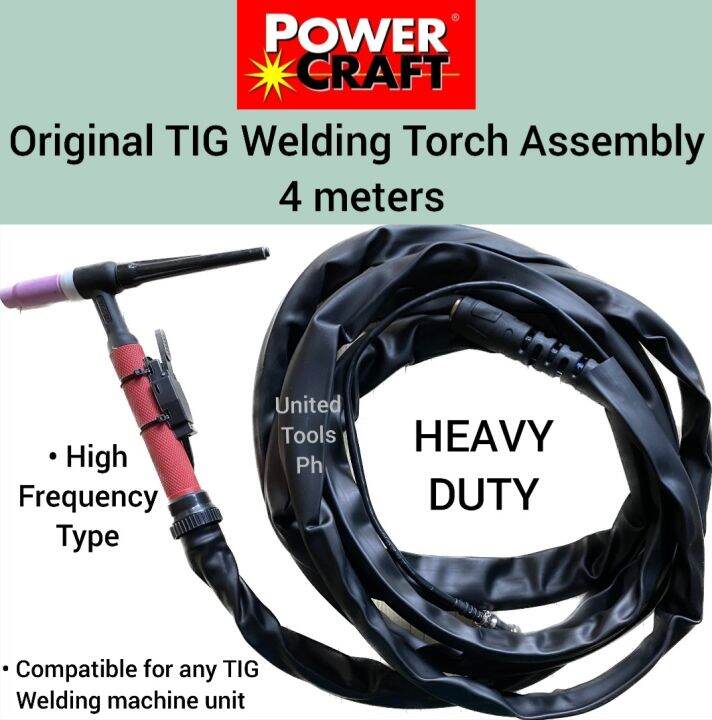 POWERCRAFT Original TIG Welding Torch Assembly 4 Meters HIGH FREQUENCY TIG Torch HEAVY DUTY ...