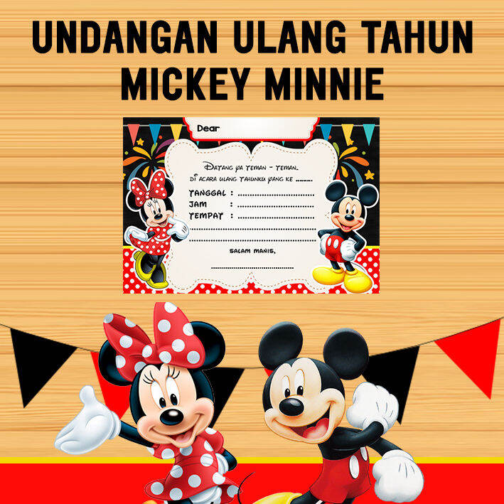 Undangan ulang tahun Mickey Minnie (isi 10 pcs) | Lazada Indonesia