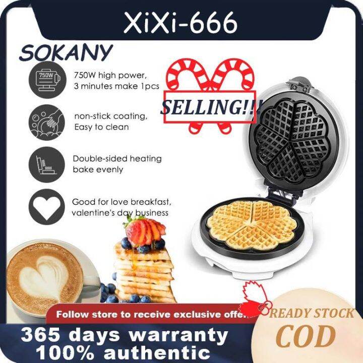 SOKANY Home Heart Shaped Electric Waffle Maker Maya Pancake Maker ...