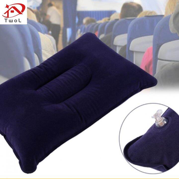 TwoL Portable Folding Air Inflatable Pillow Double Sided Flocking ...