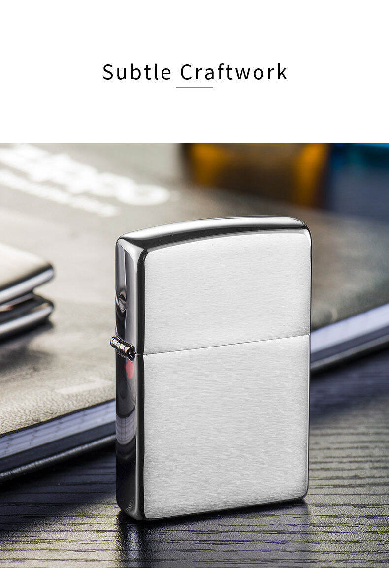 Zippo Classic Brushed Chrome Windproof Pocket Lighter | Zippo 200 (Lighter without fuel inside ...