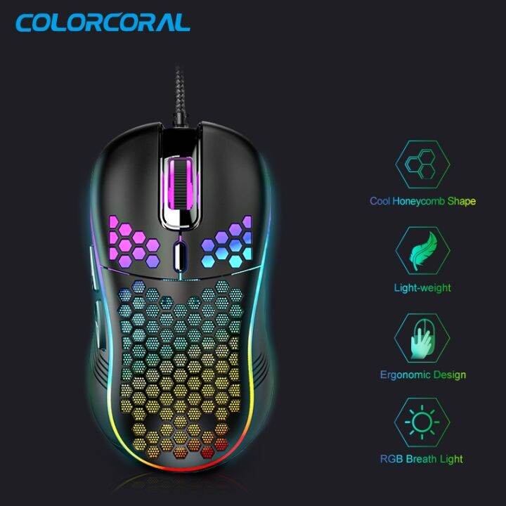 ColorCoral Wired Gaming RGB Mouse Original Honey Comb Breath Light ...