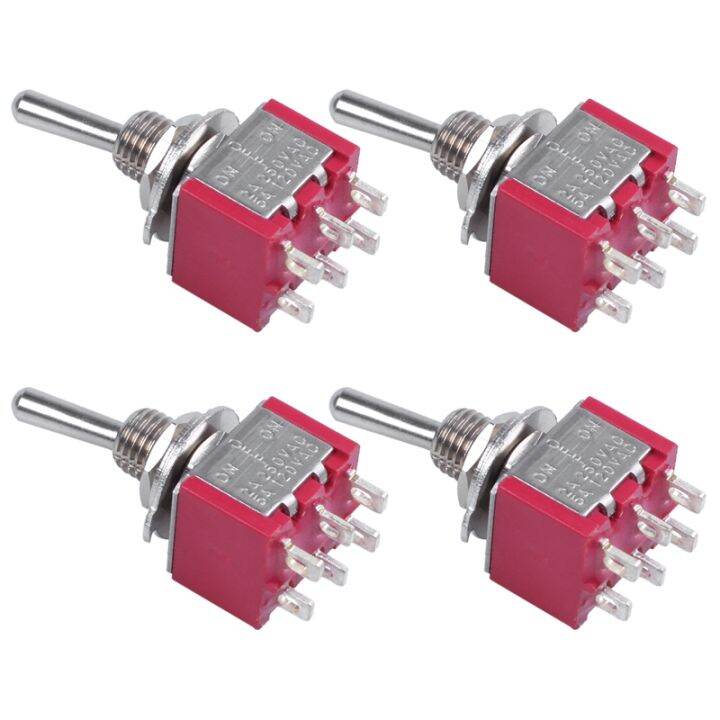 4Pcs AC 250V 2A 120V 5A 6 Pin Terminals ON/Off/ON DPDT Toggle Switches ... 4Pcs AC 250V 2A 120V 5A 6 Pin Terminals ON/Off/ON DPDT Toggle Switches ...