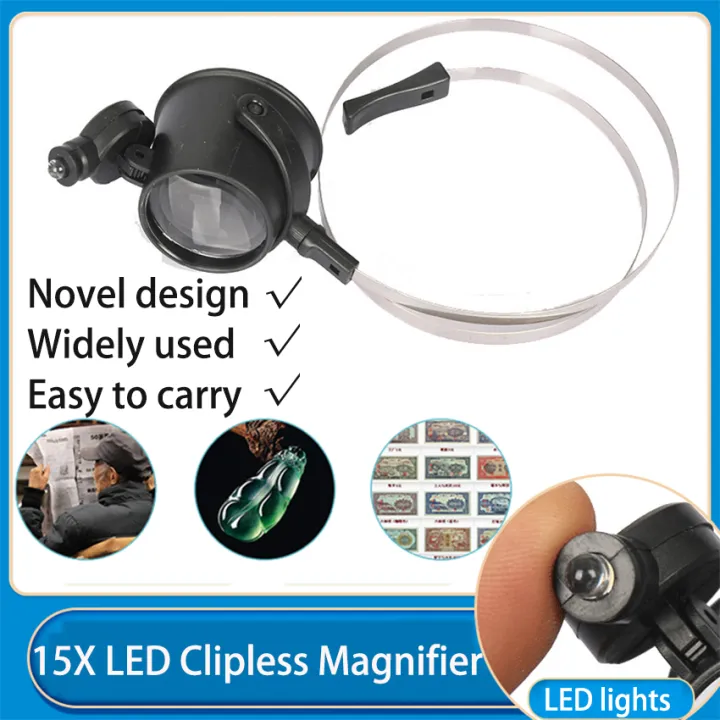 15X LED Eye-Clamp-Free แว่นขยายแว่นขยาย Loupe เครื่องประดับนาฬิกาซ่อม ...