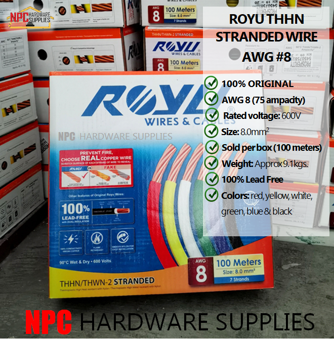 ROYU THHN / THWN - 2 STRANDED WIRE AWG 8 | Lazada PH