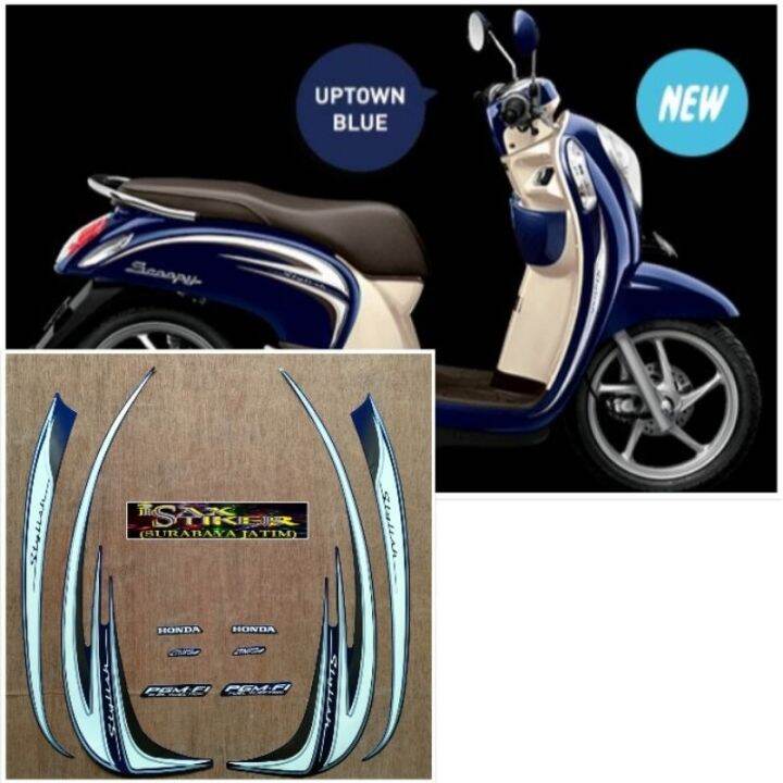 Striping Original Honda Scoopy stylish biru tua tahun 2014 | Lazada ...
