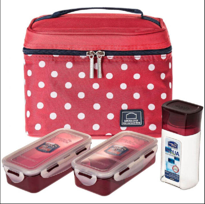 LocknLock Lunch Box Set 3pcs With Bag (Red) HPL758S3DR | Lazada Indonesia