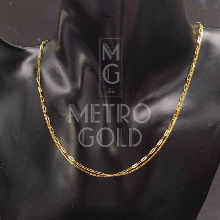 18K Saudi Gold 2 Layer Paperclip Cadena Necklace | Lazada PH