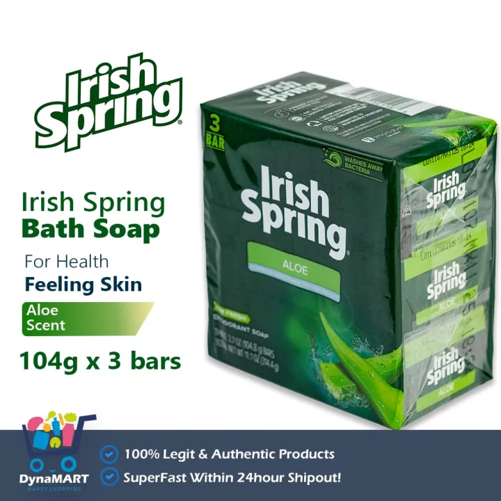 Irish Spring® Aloe Bar Soap [ 3 Bars] Pack Feel Clean & Fresh Deodorant ...