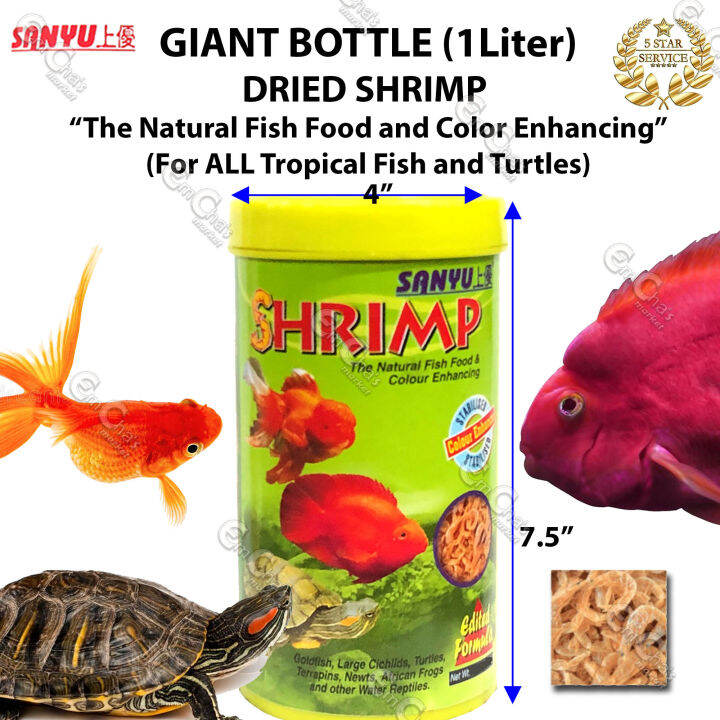Sanyu SHRIMP 1 Liter (Giant Yellow Bottle) Dried Shrimp Fish Food for ...