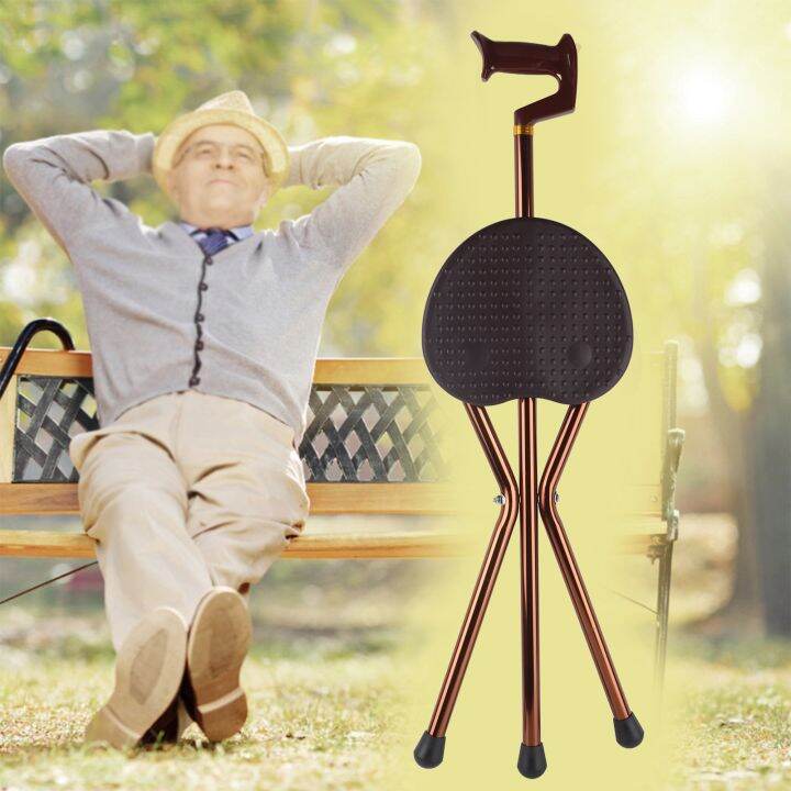 Walking Stick Chair Metal Portable Folding Walking Stick Chair Seat ...