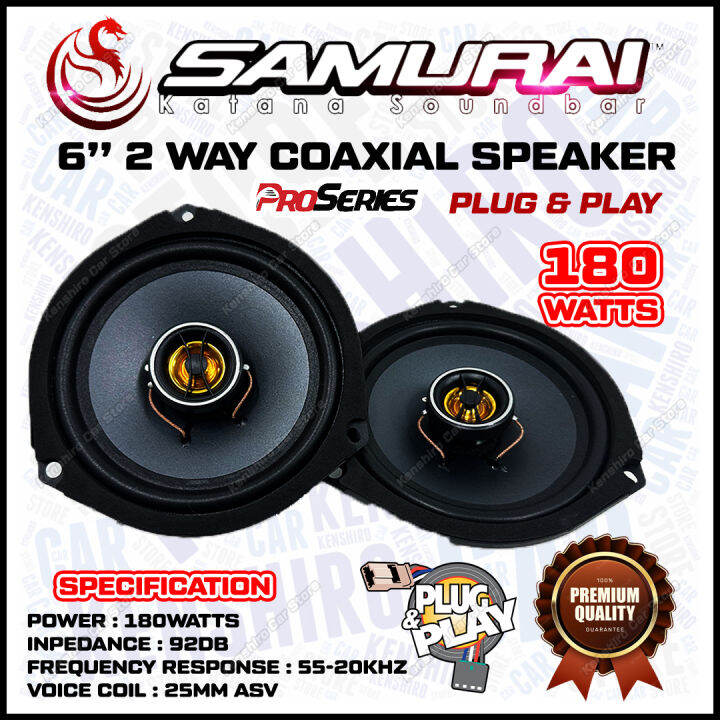 🔊 SAMURAI KATANA SOUNDBAR PRO SERIES 6 Inch 2 Way Plug & Play Front Rear OEM Speaker Car Audio ...