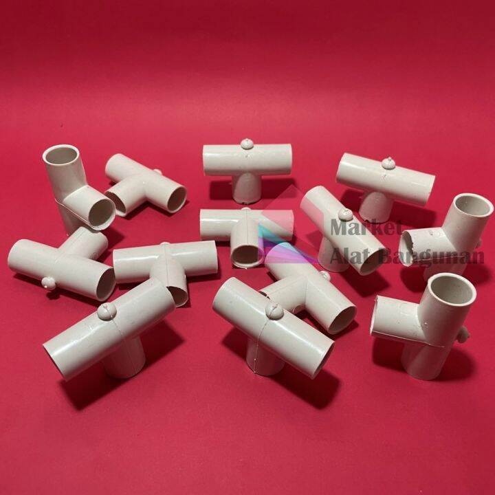 (Per 10 Buah) Tee 5/8" PVC Pipa Air Atau Listrik / T 5/8 Inci Plastik ...