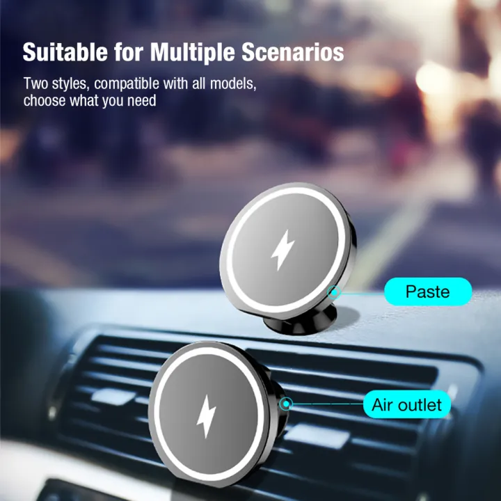 (ร้อน) สำหรับ MagSafe Magnetic Car Air Vent Wireless Charger Mount 15W ...