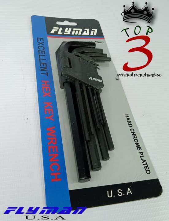 TOP3 FLYMAN 9 Pcs. Allen Wrench Set (HEXAGONAL KEYS) | Lazada PH