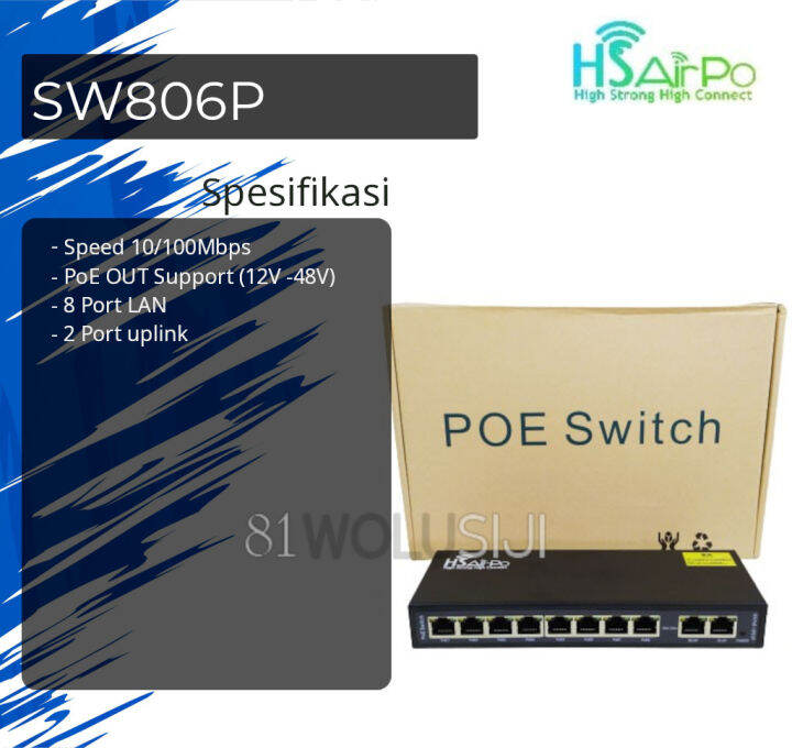 8 Port PoE Switch HSAirpo SW806P 10/100Mbps | Lazada Indonesia