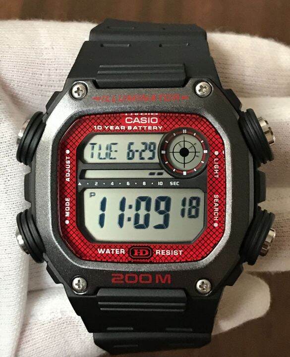 [Watchwagon] Casio DW-291H-1B Standard Digital Black Resin Band Red ...