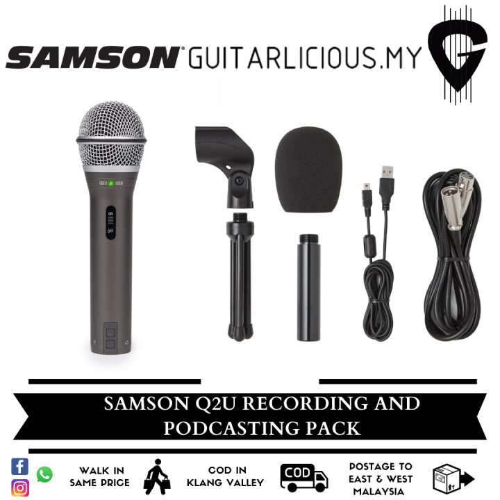Samson Q2U Recording and Podcasting Pack USB/XLR Dynamic Microphone ...