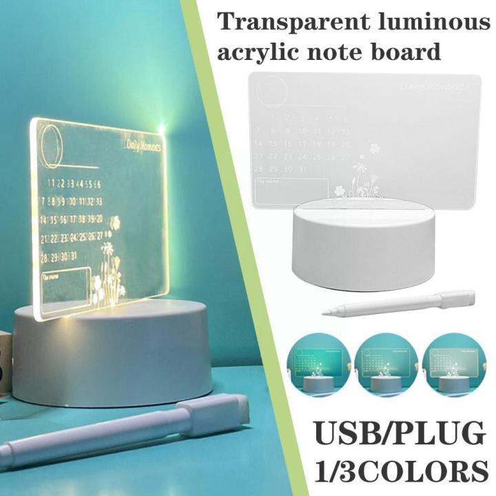 Transparent Luminous Acrylic Note Board With Pen Adult Light Desktop ...