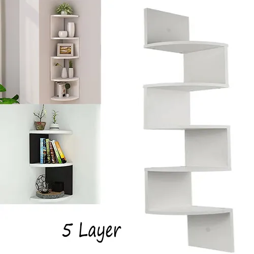 CORNER (5LAYER)- 5 Layer Minimalist Décor Display Floating Wall Shelf ...