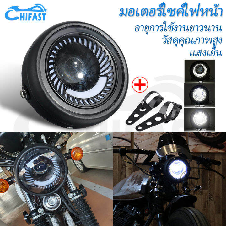 HIFAST ไฟหน้า 6.5 นิ้ว LED ตัดไฟหน้ากลมไฟหน้าคลาสสิกรถจักรยานยนต์ไฟหน้า ...