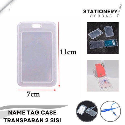 Tempat Name Tag ID Card Kartu Pelajar 2 Sisi Transparan Bolak Balik ...
