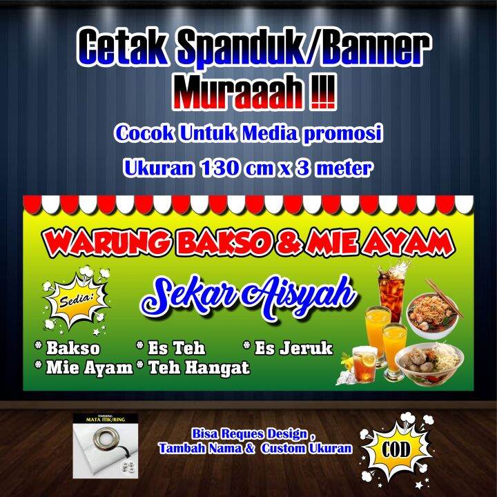 Spanduk Banner Mie ayam & Baso ukuran 130 cm x 3 meter | Lazada Indonesia