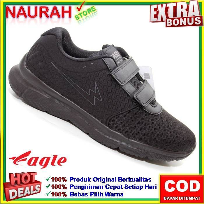 COD ️ SEPATU SEKOLAH PEREKAT EAGLE JACKY & LUNOX VELCRO ORIGINAL SD SMP ...