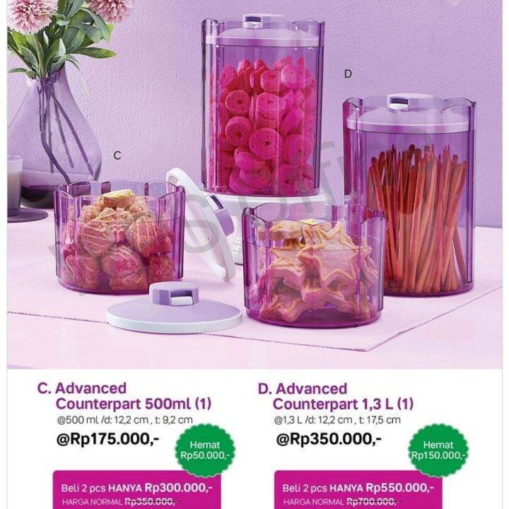 Advanced Counterpart 500 ML Tupperware - Toples Tupperware - Advanced Counterpart Ungu | Lazada ...