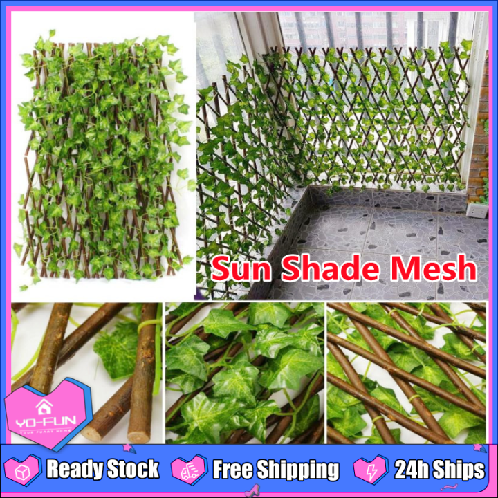 Yo-Fun Sun Shade Mesh Expandable Artificial Ivy Leaf Privacy Fence ...