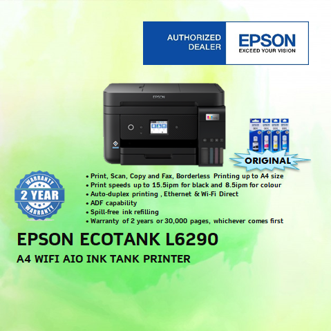 Epson EcoTank L6290 A4 Wi-Fi Duplex All-in-One Ink Tank Printer with ...