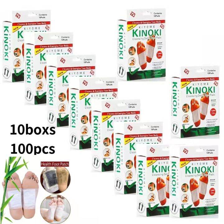 10boxs）100pcs）Original Kinoki Cleansing Detox Foot Pads Organic Herbal ...