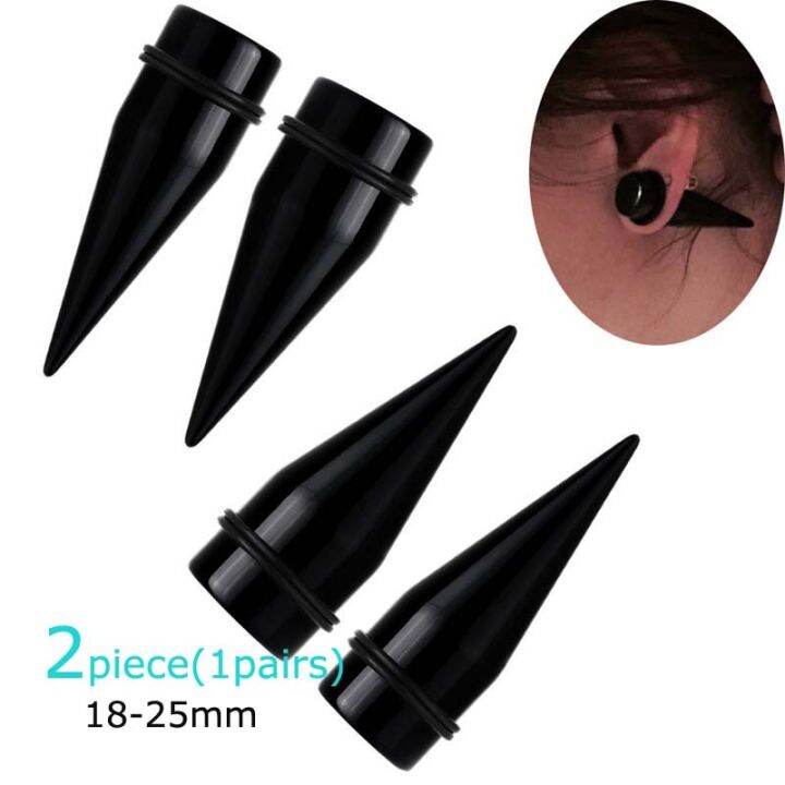 2piece Black Acrylic Tapers and Plugs Ear Big Gauge Stretching Kit 18 ...