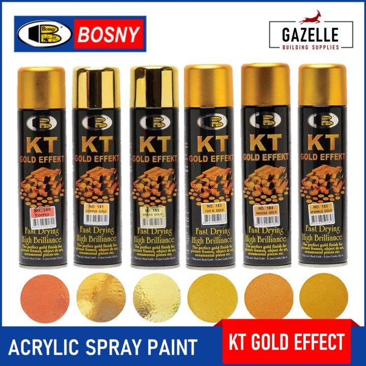 Bosny KT Gold Effect Spray Paint Gold Spray Paint Metallic Gold Colors ...