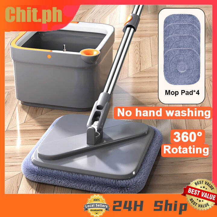 【COD】 CHIT Self Wash Spin Mop with Bucket 360° Rotating Square Mop with ...