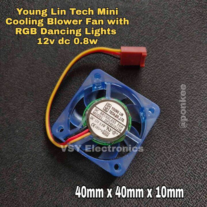 Young Lin Tech Mini Cooling Blower DC Fan with RGB Dancing Lights 12v ...