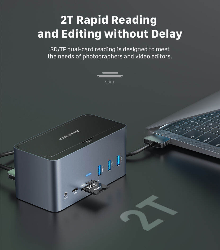 CABLETIME USB Docking Station HUB USB C ถึง4K HDMI DP RJ45 1000Mbps PD ...