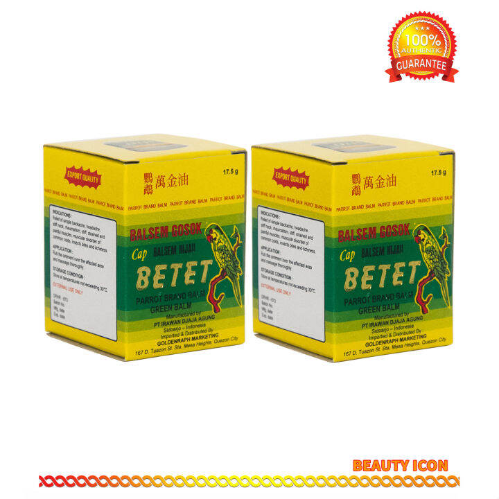 ( set of 2) Cap Betet Pain Relieve Ointment 17.5g Green | Lazada PH