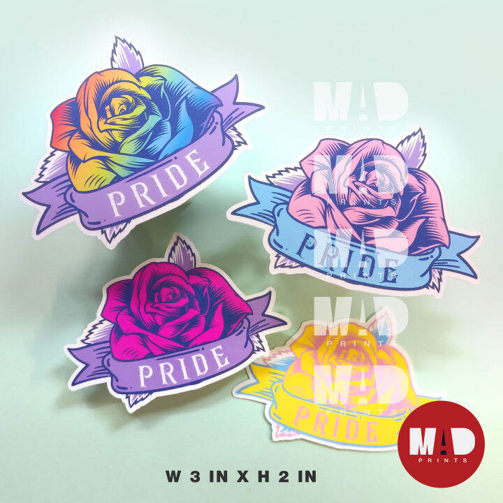 Pride Month LGBTQ - Rose Pride - Waterproof Sticker for Flask Laptop ...